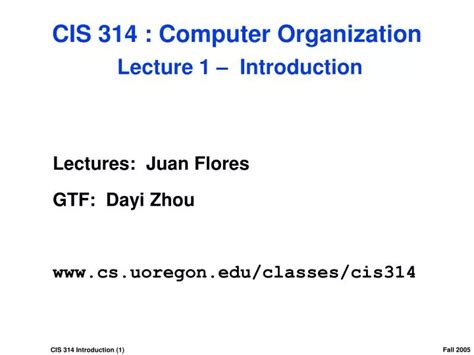 PPT CIS 314 Computer Organization Lecture 1 Introduction PowerPoint Presentation ID 4308736