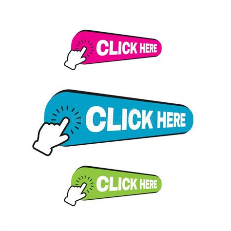 Hand Pointer Clicking Click Here Button Vector Round Shape Click Here