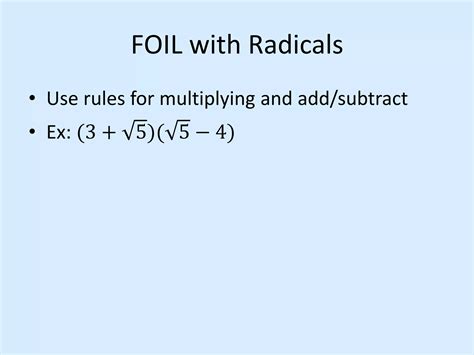 Operations With Radicals PPTX