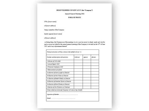 Proxy Form For 2021 AGM BirdWatch Ireland