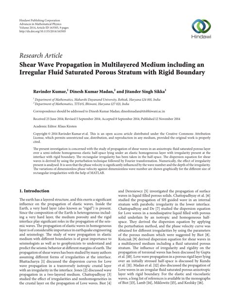 Pdf Shear Wave Propagation In Multilayered Medium Including An Irregular Fluid Saturated