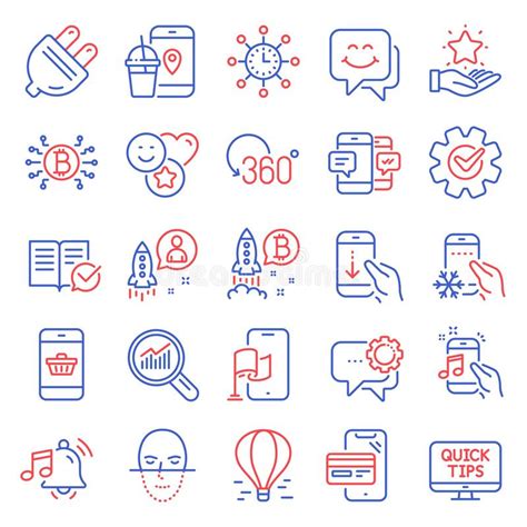 Technology Icons Set Included Icon As Approved Documentation Data Analysis Bitcoin System