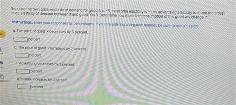 Solved Suppose The Own Price Elasticity Of Demand For Good X Chegg