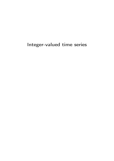 Pdf Integer Valued Time Series