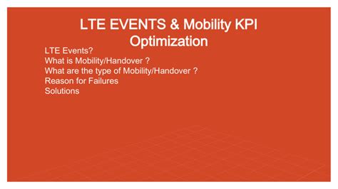 LTE Events Mobility KPI Optimization