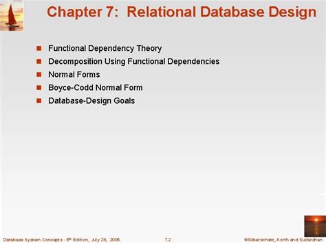 Chapter 7 Relational Database Design Database System Concepts