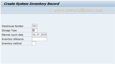 LI01N SAP Tcode Create System Inventory Record