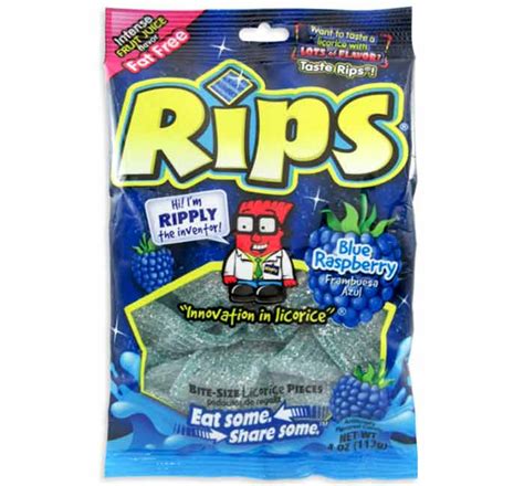 Rips Blue Raspberry Bite Size Licorice Pieces 12 Piece Case Candy