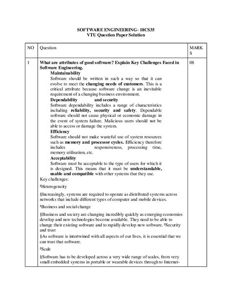 Vtu Exam Question Paper With Solution Of 18cs35 Software Engineering