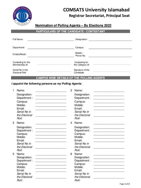 Fillable Online Nomination Form For Cui Election Syndicate 2022pdf