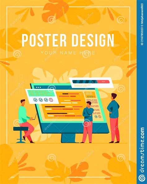 Software Developers Programming On Computer With Script Stock Vector