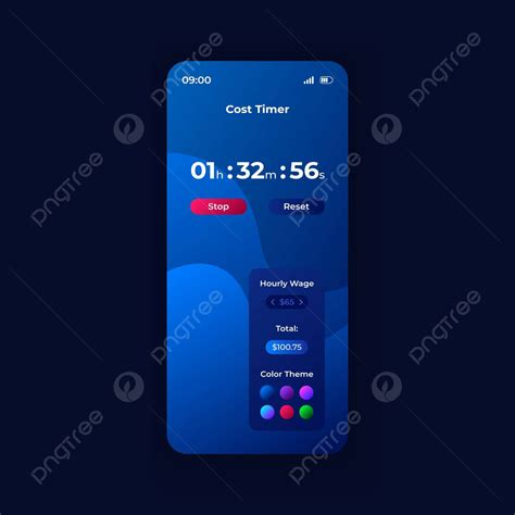 Cost Timer App Smartphone Interface Vector Template Cellphone Gui