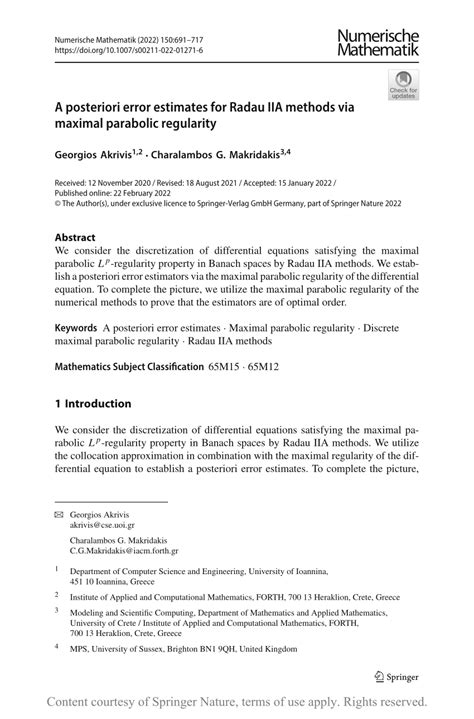 A Posteriori Error Estimates For Radau Iia Methods Via Maximal