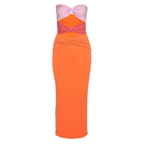 Hanzidakd Summer Dresses For Women Ladies Summer Tube Top Dress Fashion Chest Wrapped One