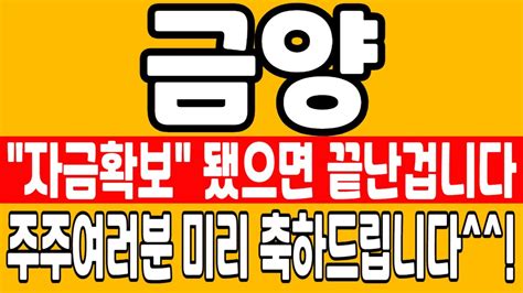 금양 주가전망 그토록 기다리던 자금확보 이젠 끝난겁니다 주주분들 축하드려요 김프로금양2차전지4695에스엠랩류광지매수매도수주공시4695배터리3억셀