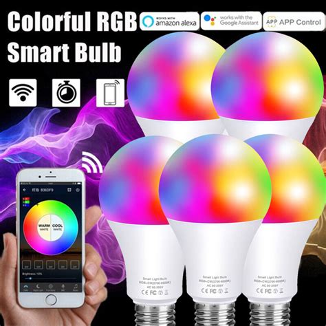 밝기 조절 E27 스마트 전구 Led 램프 Rgb 15w 와이파이 스마트 전구 블루투스 앱 및 제어 Ir 원격 제어 컬러 전구