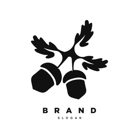 브랜드 또는 비즈니스를 위한 빈티지 오크 도토리 실루엣 로고 디자인 벡터 프리미엄 벡터