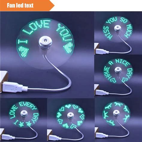 Programmable Plated Mini Flashing Led Usb Message Fan With Customized Text Words Buy Led Usb