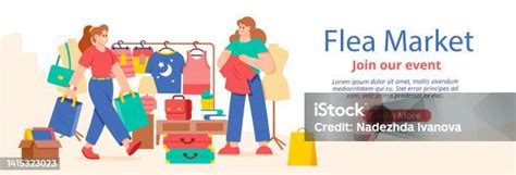손으로 그린 벼룩 시장 디자인 템플릿 벡터 일러스트 레이 션 가방에 대한 스톡 벡터 아트 및 기타 이미지 가방 벼룩 시장 시장 소매점 Istock
