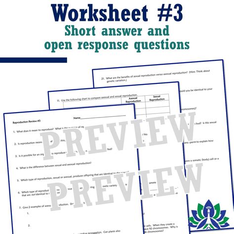 Sexual And Asexual Reproduction Worksheets Set Of Flying Colors Science