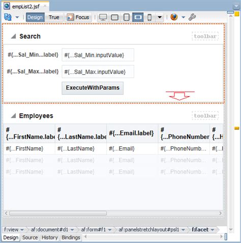 Create A Search Page In Adf Bc Using Parameter Form And Display On Adf Table
