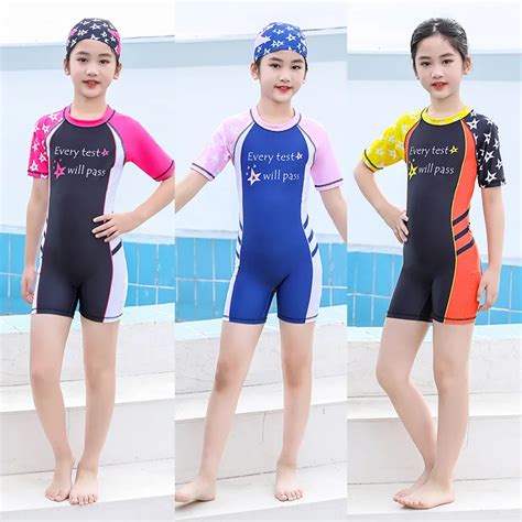 Girls Swimsuit 2023 One Piece Swimwear Teenager Quick Drying Breathable