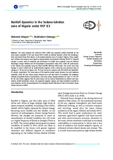 Pdf Rainfall Dynamics In The Sudano Sahelian Zone Of Nigeria Under
