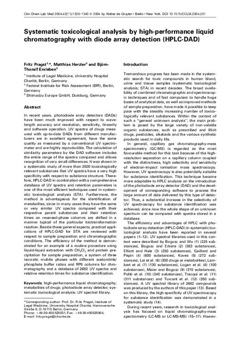 pdf systematic toxicological analysis by high performance liquid