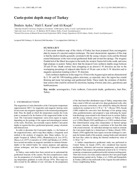 Pdf Curie Point Depth Map Of Turkey Ali Koçak