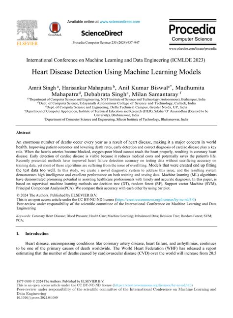 Pdf Heart Disease Detection Using Machine Learning Models