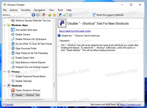 Disable The Shortcut Text Addition For Shortcuts In Windows 11