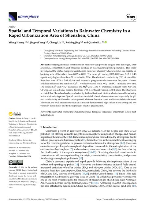Pdf Spatial And Temporal Variations In Rainwater Chemistry In A Rapid Urbanization Area Of