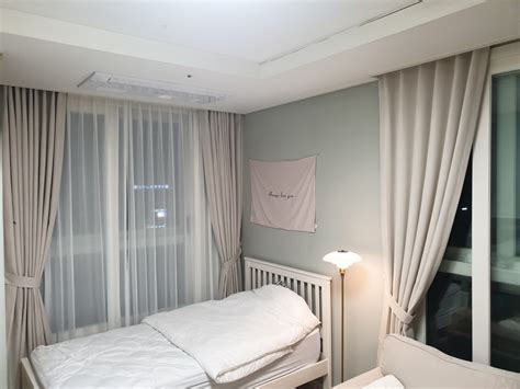 포근한 크림색 암막 이중커튼 시공갤러리 이원데코