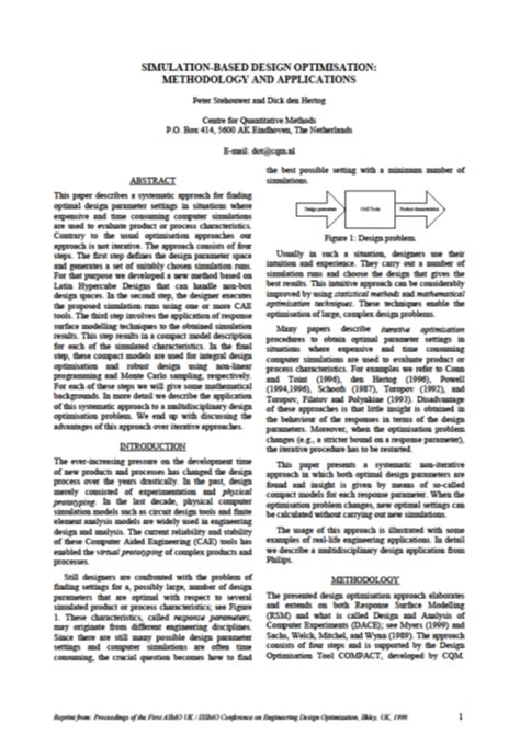 Cqm Simulation Based Design Optimization Methodology And Applications