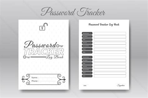 Premium Vector Password Tracker Log Book Template