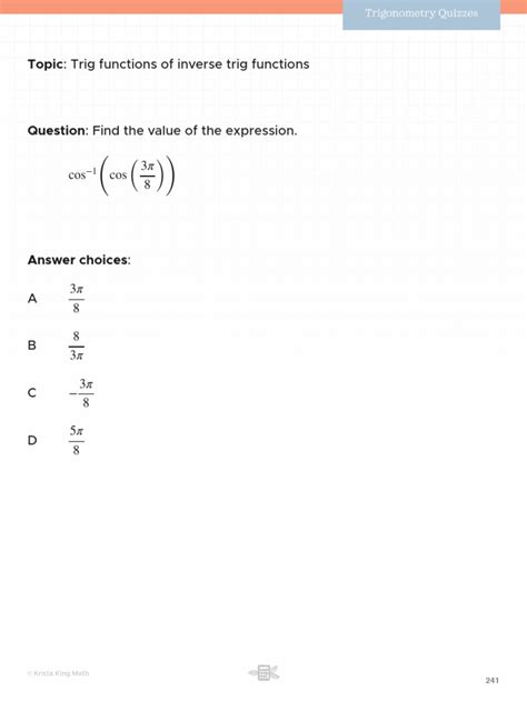 03 Trig Functions Of Inverse Trig Functions Pdf Trigonometric