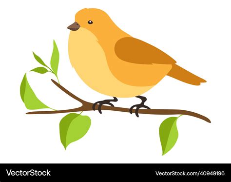 Stylized Bird Sitting On Branch Royalty Free Vector Image