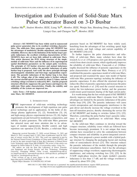Pdf Investigation And Evaluation Of Solid State Marx Pulse Generator