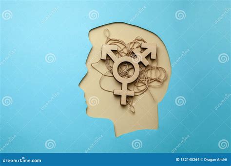 Symbol Transgender Head With Thoughts Of Changing Sex Or Love For The Opposite Sex Stock Photo