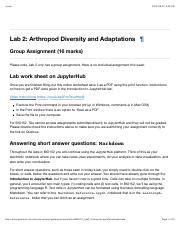 Bio Lab Final Pdf Ipynb PM Lab Arthropod Diversity And Adaptations