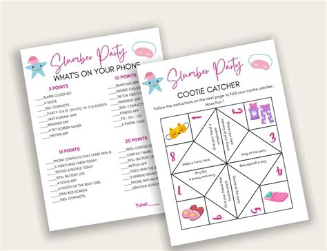 Slumber Party Games Bundle Sleepover Party Games Birthday Etsy