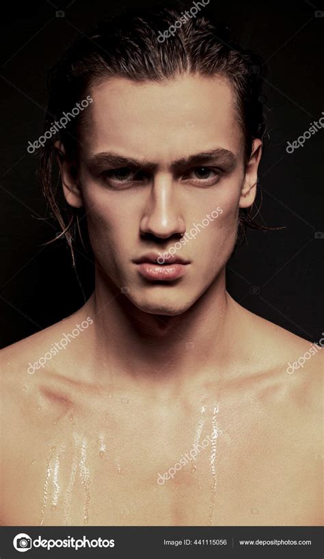 Strong Stripped Muscle Male Model White Underwear Black Isolated Font Stock Photo By