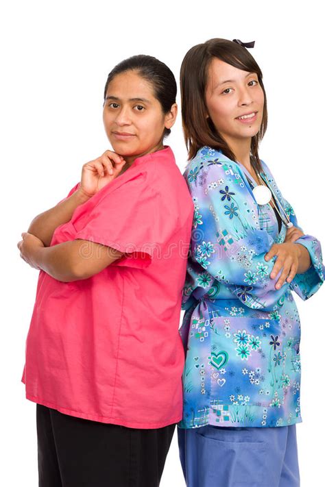 Twee Jonge Spaanse Verpleegsters Stock Afbeelding Image Of Achtergrond Spaans