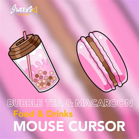 Pink Bubble Tea And Macaroon Cursor Food Cursor Sweezy Cursor