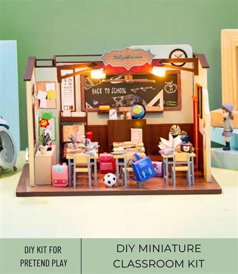 Diy Miniature Classroom Kit Set Miniature Desks Chairs And School Supplies Miniatur Klassenzimme