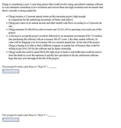 Solved Chegg Is Considering A New 3 Year Long Project That Chegg