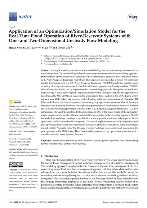 Pdf Application Of An Optimization Simulation Model For The Real Time Flood Operation Of River