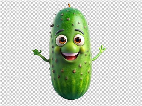 Premium Psd Happy Smiling Cucumber Character Cute