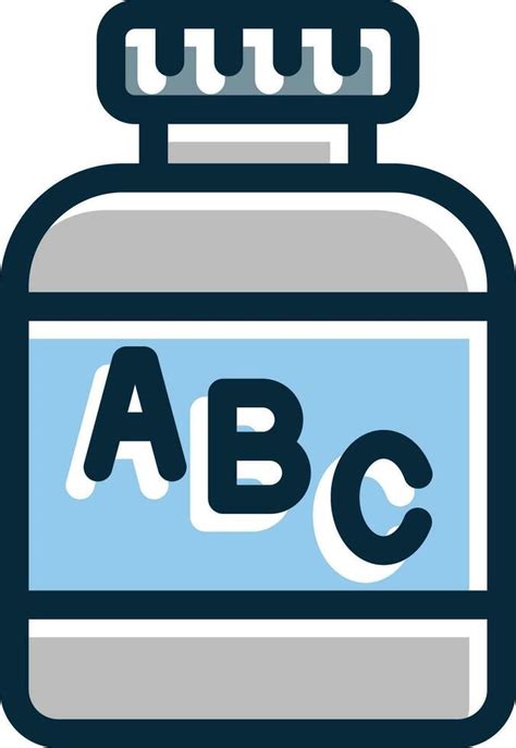 Multivitamin Vector Thick Line Filled Dark Colors 34818960 Vector Art