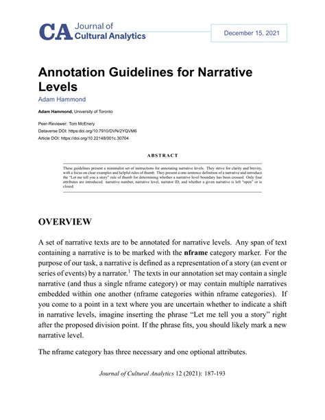 Pdf Annotation Guidelines For Narrative Levels